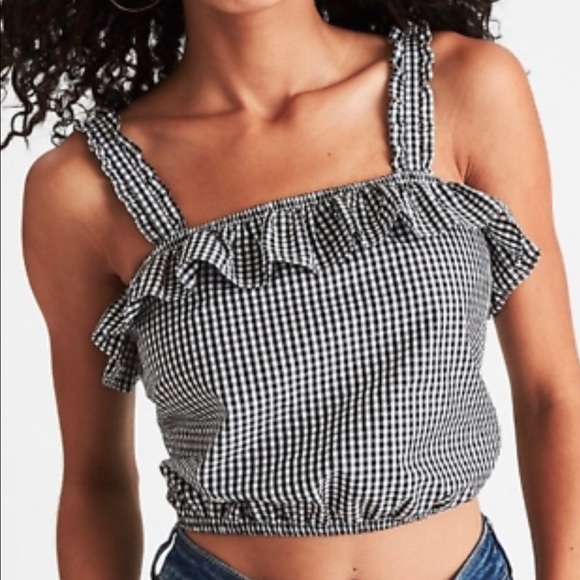 American Eagle Outfitters | Tops | Nwotamerican Eagle Gingham Ruffled ...